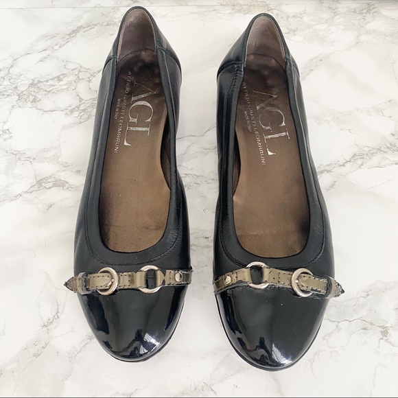 Agl | Shoes | Agl Monika Cap Toe Leather Ballet Flats Shoes Black ...